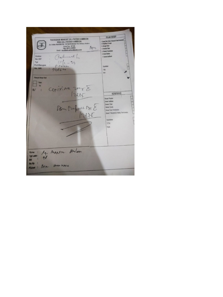 Resep Obat Fahmi | PDF