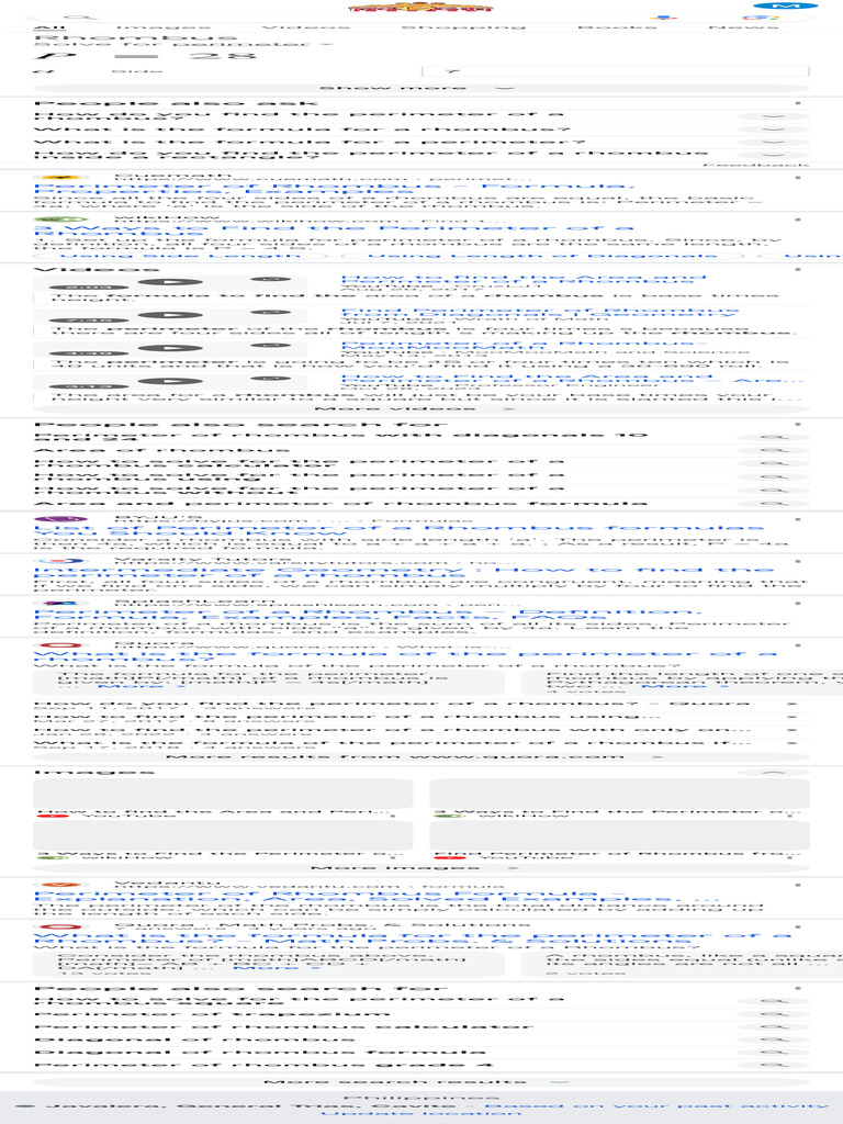 How To Solve For The Perimeter of A Rhombus - Goo | PDF | Area | Mathematics