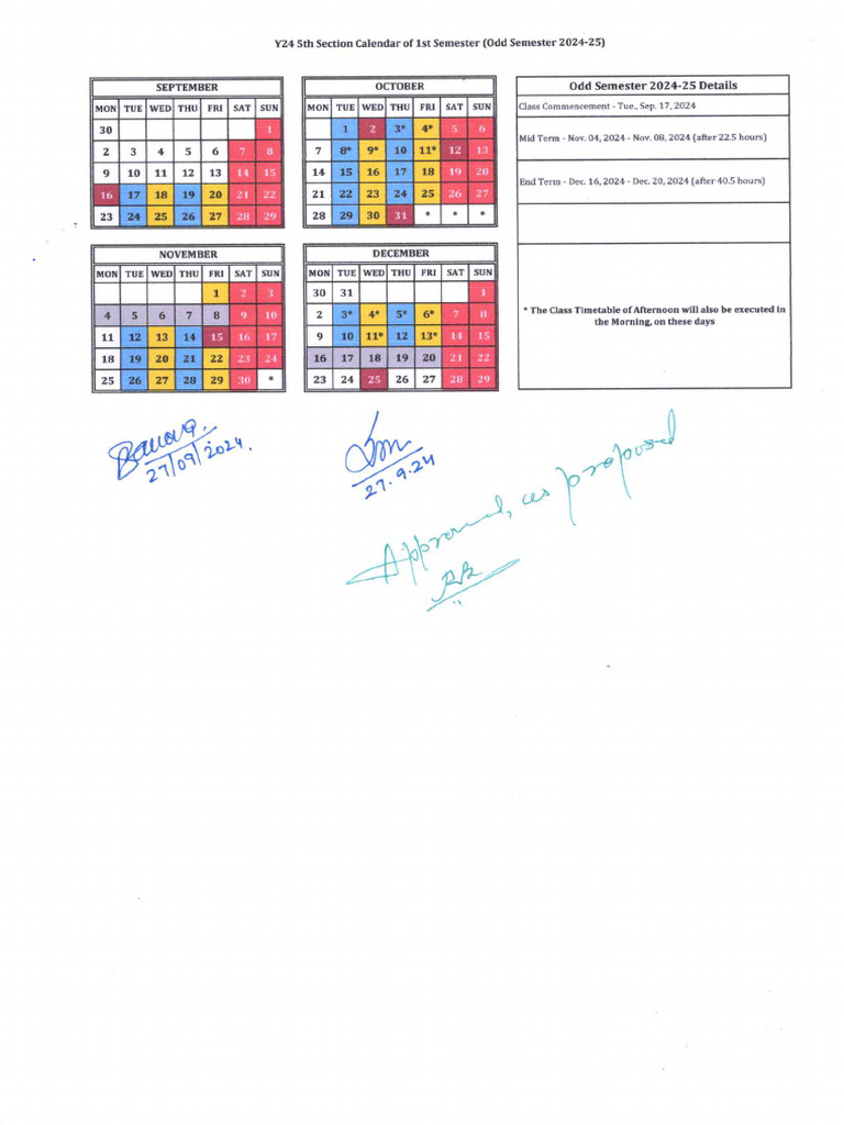 Y24 5th Section Calendar | PDF