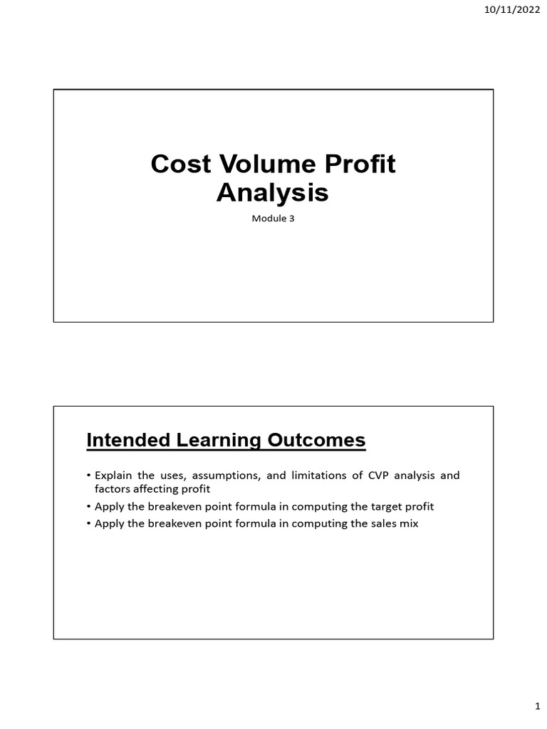 Module 3 CVP With Sales Mix | PDF | Business Economics | Financial Accounting