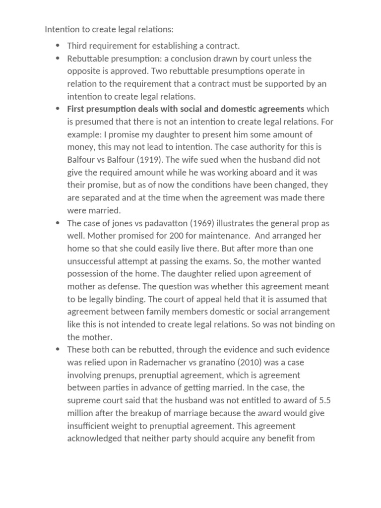 Intention to create legal relations | PDF | Consent | Law Of Obligations