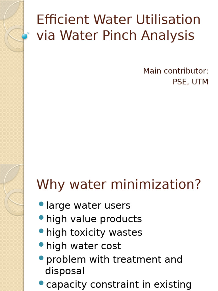 Lecture 16 - Efficient Water Utilisation Via Water Pinch Analysis Rev1 | PDF | Water | Waste ...