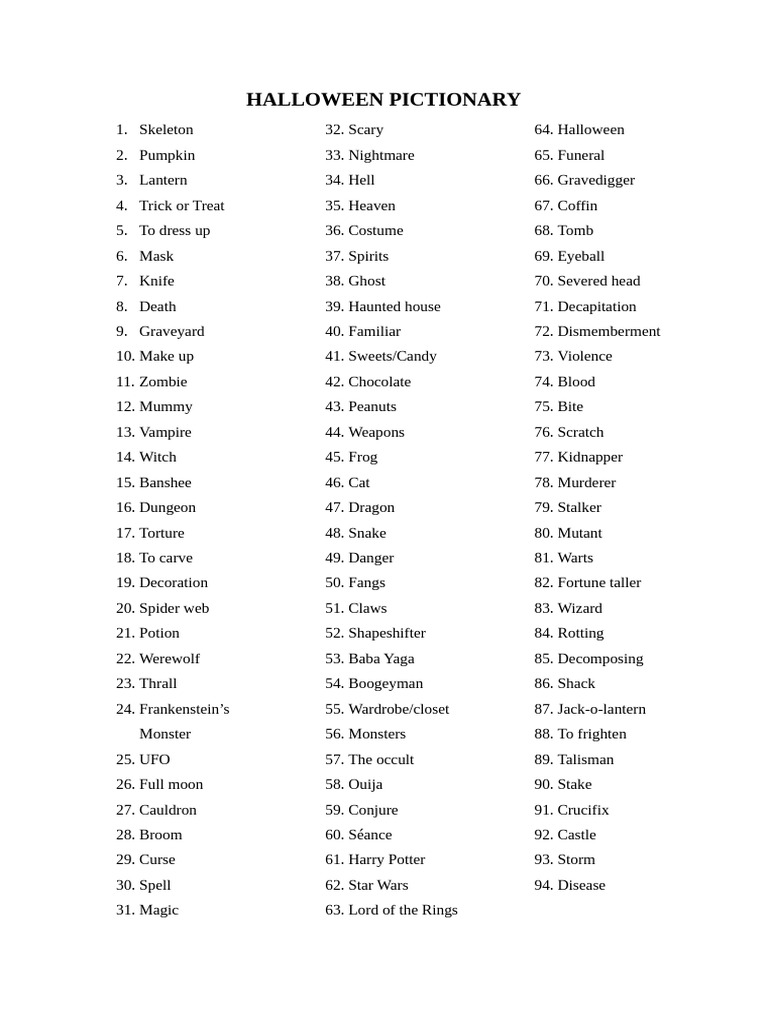 Halloween Pictionary | PDF