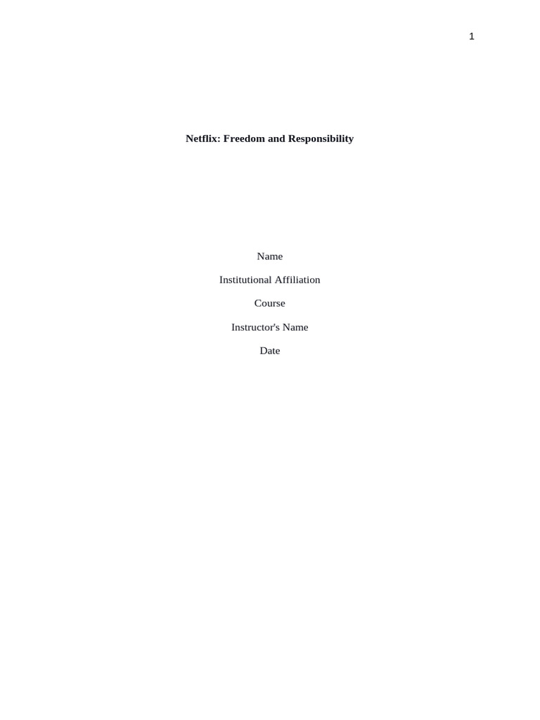 Netflix - Freedom and Responsibility | PDF | Organizational Culture ...
