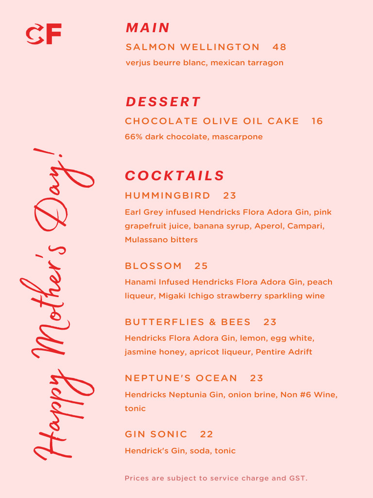 Mother's Day Menu | PDF