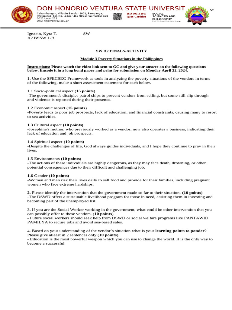 Galura Shaira Mae D. SW A2 Finals Activity | PDF | Social Science