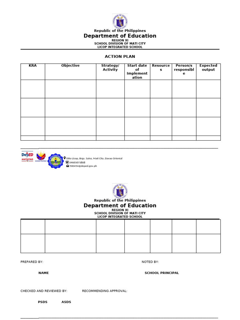Action Plan Template - Licop Is | PDF
