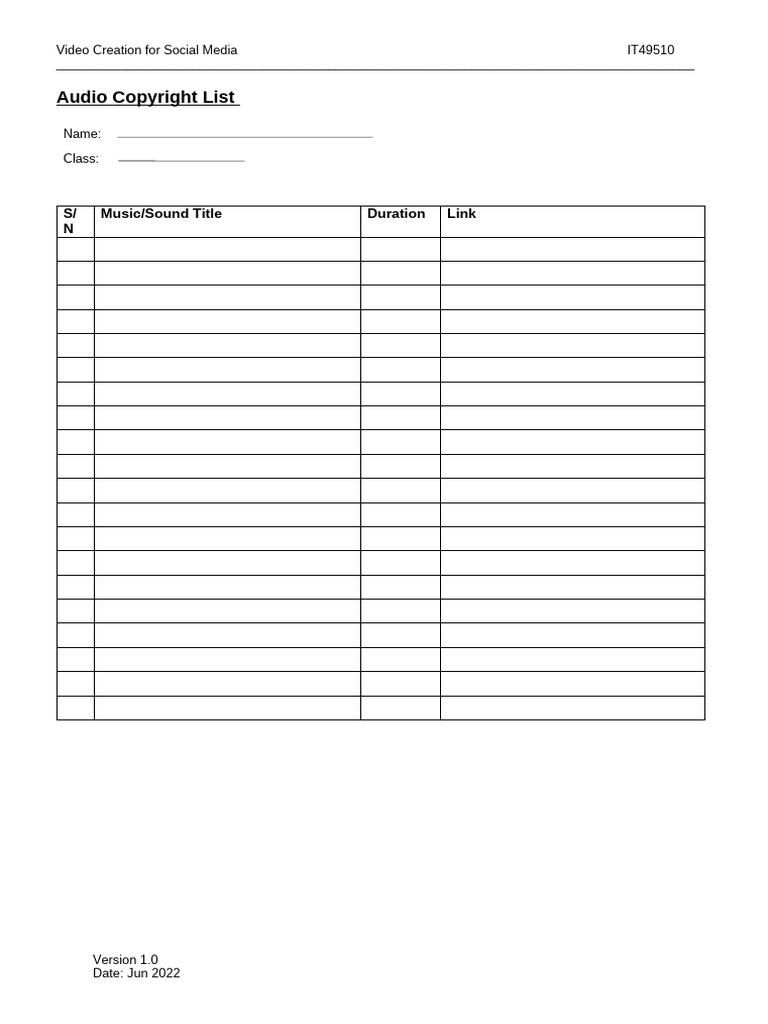 Audio Copyright List | PDF