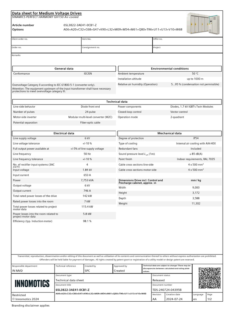 6SL3822-3AE41-0CB1-Z A06+A20+C32+C68+G47+K90+L32+M09+M54+M61+Q80+T96+U11+U13+V10+W68 Datasheet ...