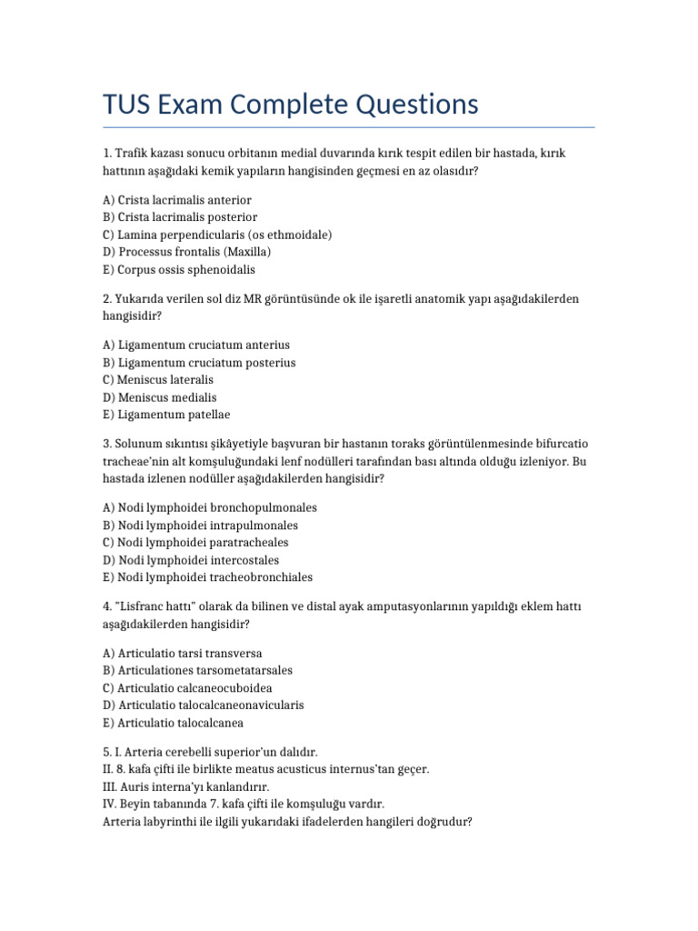 TUS Final Questions | PDF