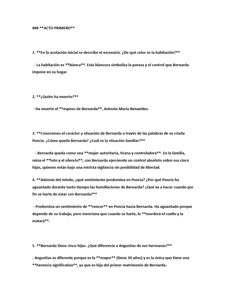 Preguntas Acto Primero.docx | PDF