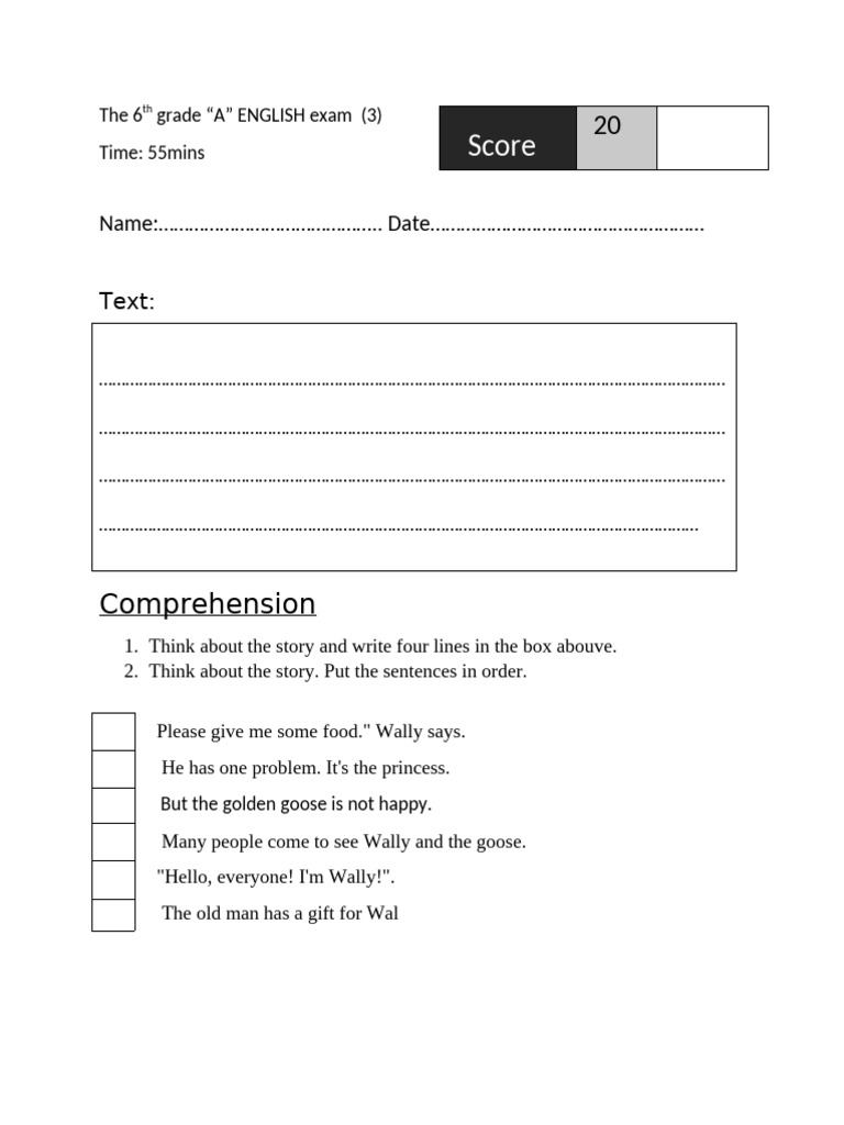 6th Grade Exam | PDF