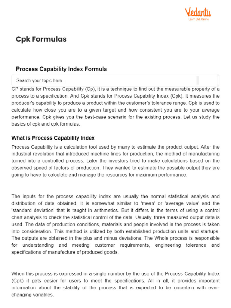 Cpk Formulas | PDF