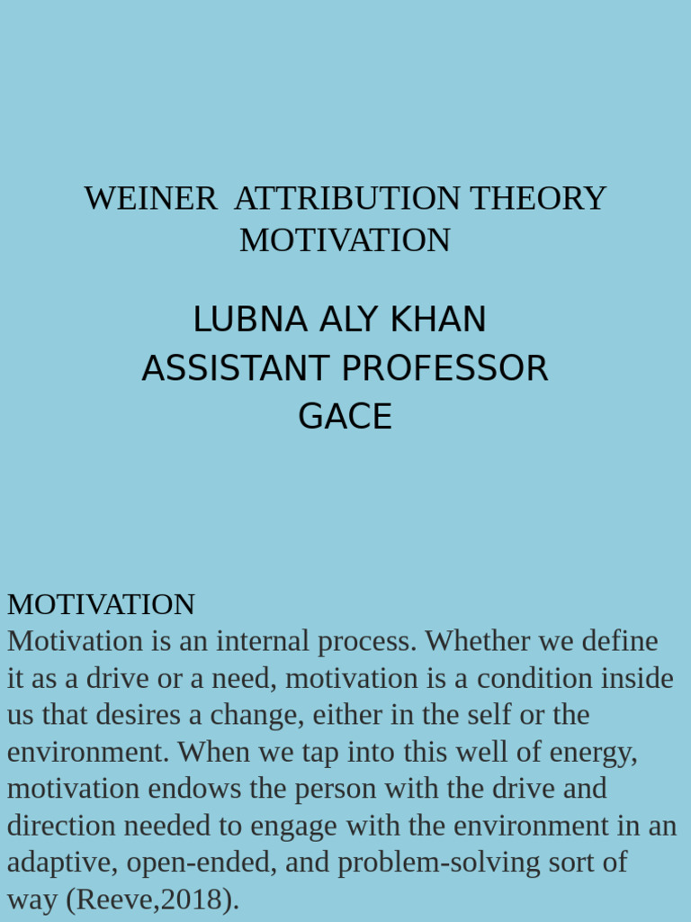 Weiner's Theory of Motivarion | PDF | Motivational | Motivation