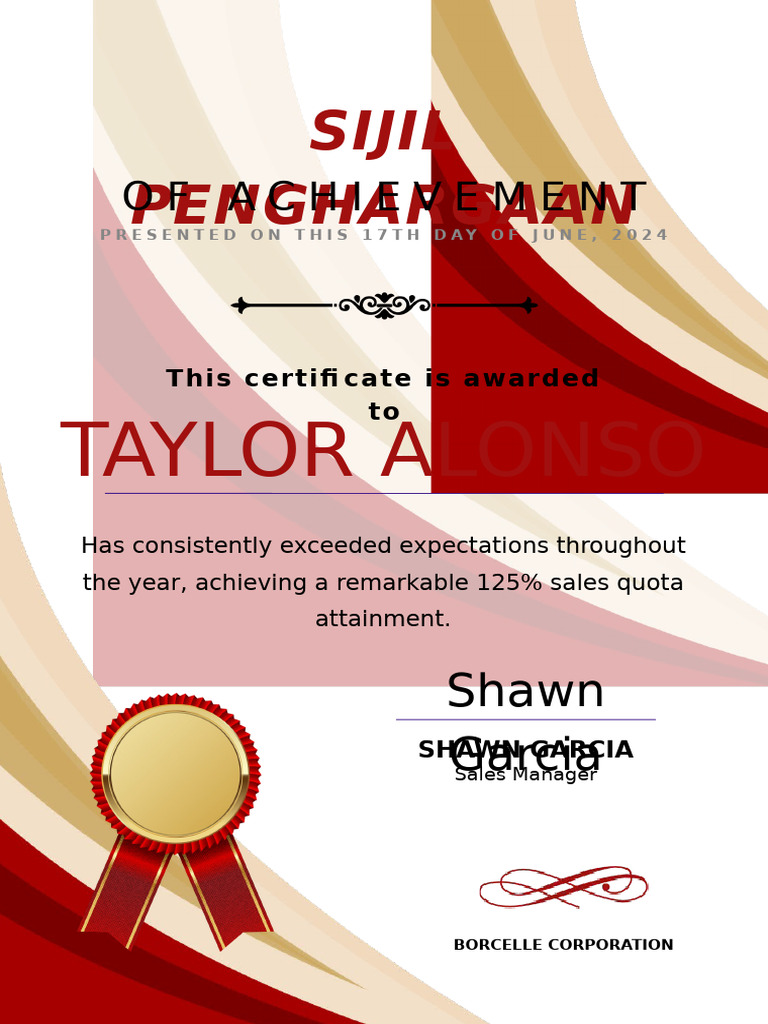 White Red Modern Certificate of Achievement Certificate | PDF