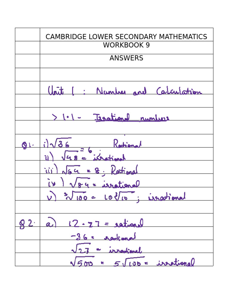 Cambridge Lower Secondary Mathematics - Workbook 9 | PDF