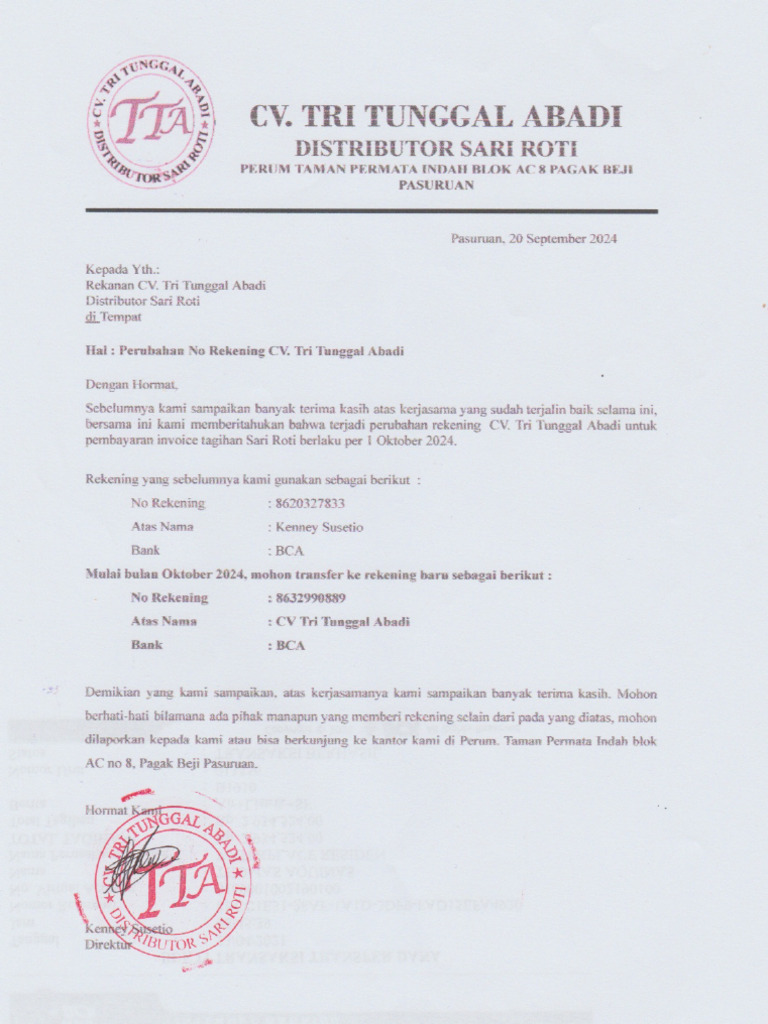 Perubahan Rekening Tta 2024 | PDF