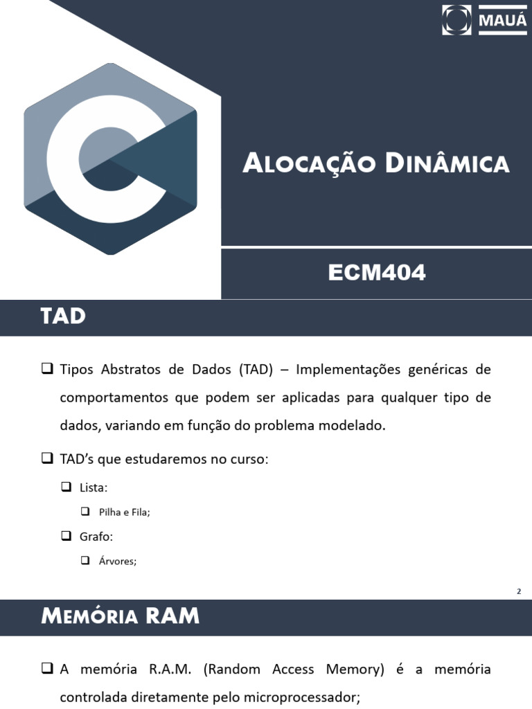 Aula 12 - Alocação Dinâmica | PDF | Ponteiro (programação de ...