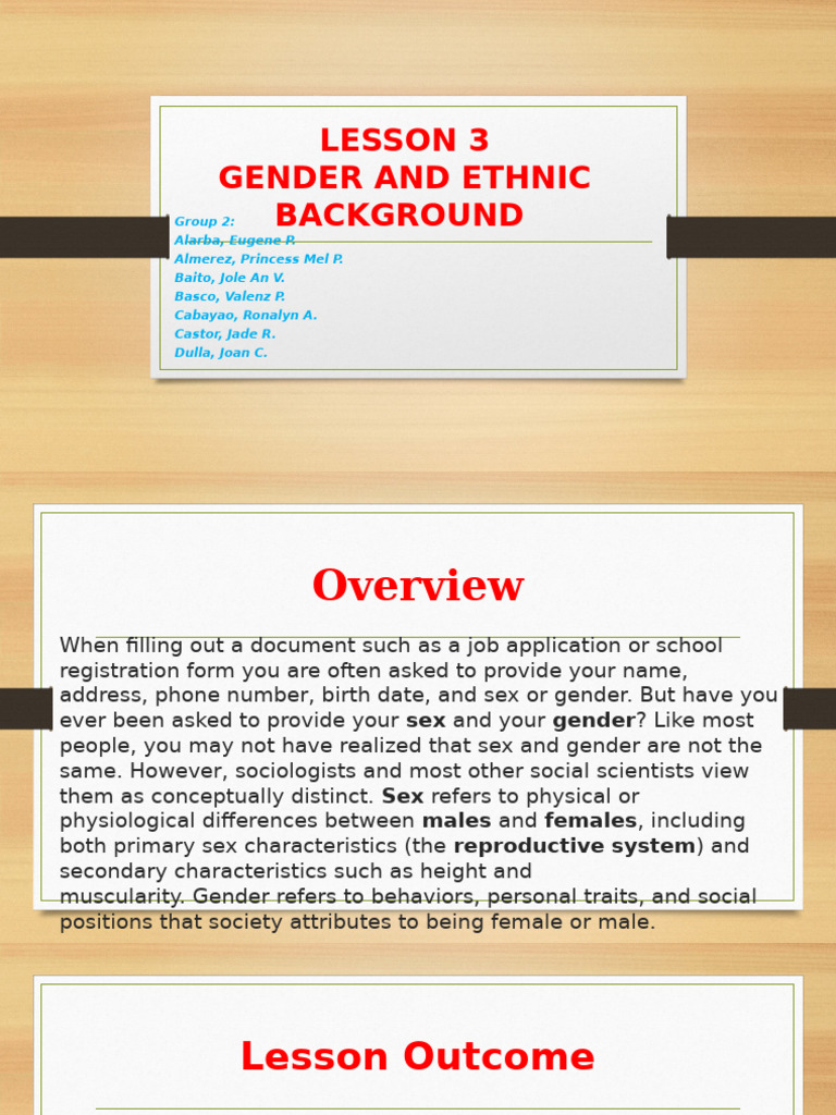 ReportingJ Lesson 3 Maam Jarol | PDF | Gender Studies | Gender