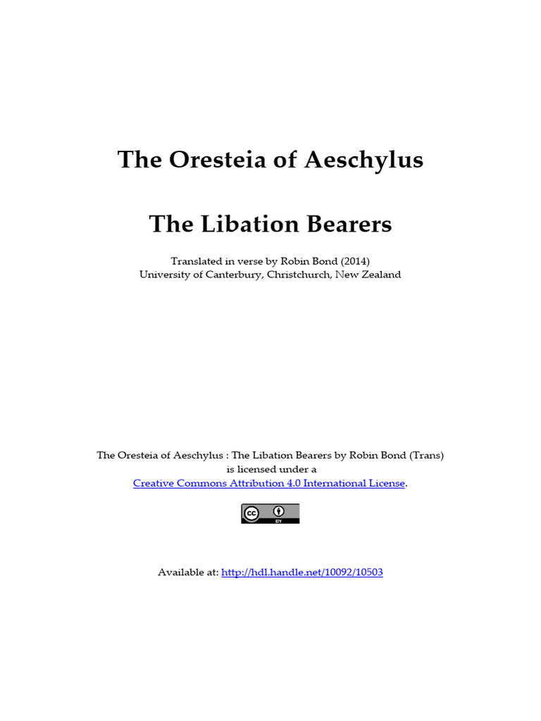 2 - The Oresteia of Aeschylus - The Libation Bearers | PDF | Oresteia