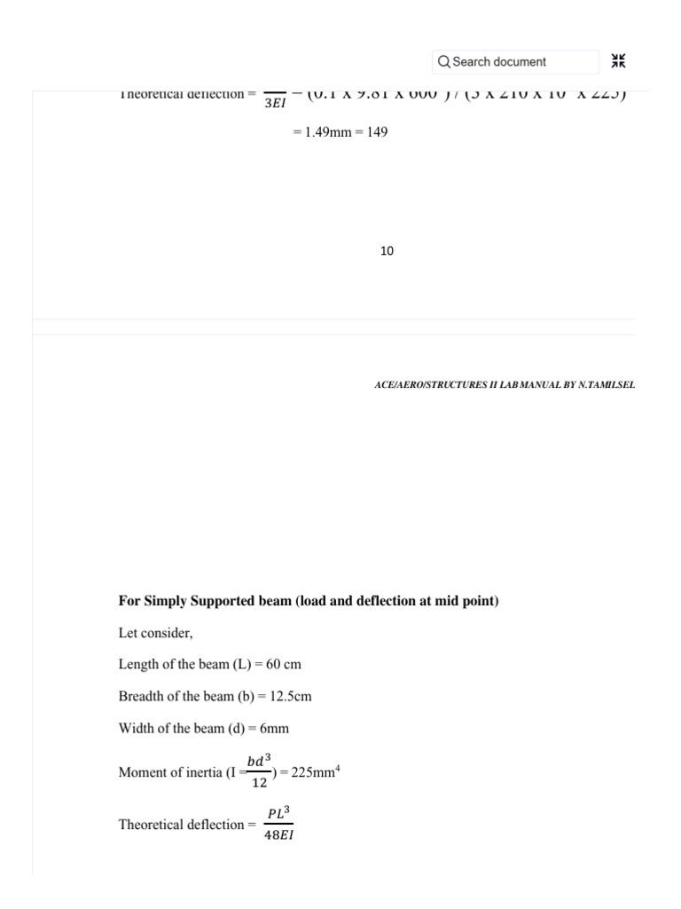 Beam Deflection Calculation Guide | PDF | Teaching Methods & Materials