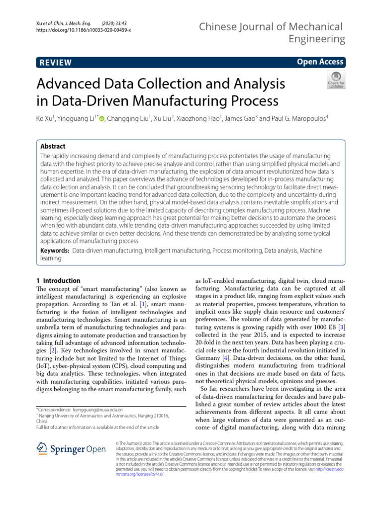 Advanced Data Collection and Analysis in Data-Driven Manufacturing Process | PDF | Data | Supply ...