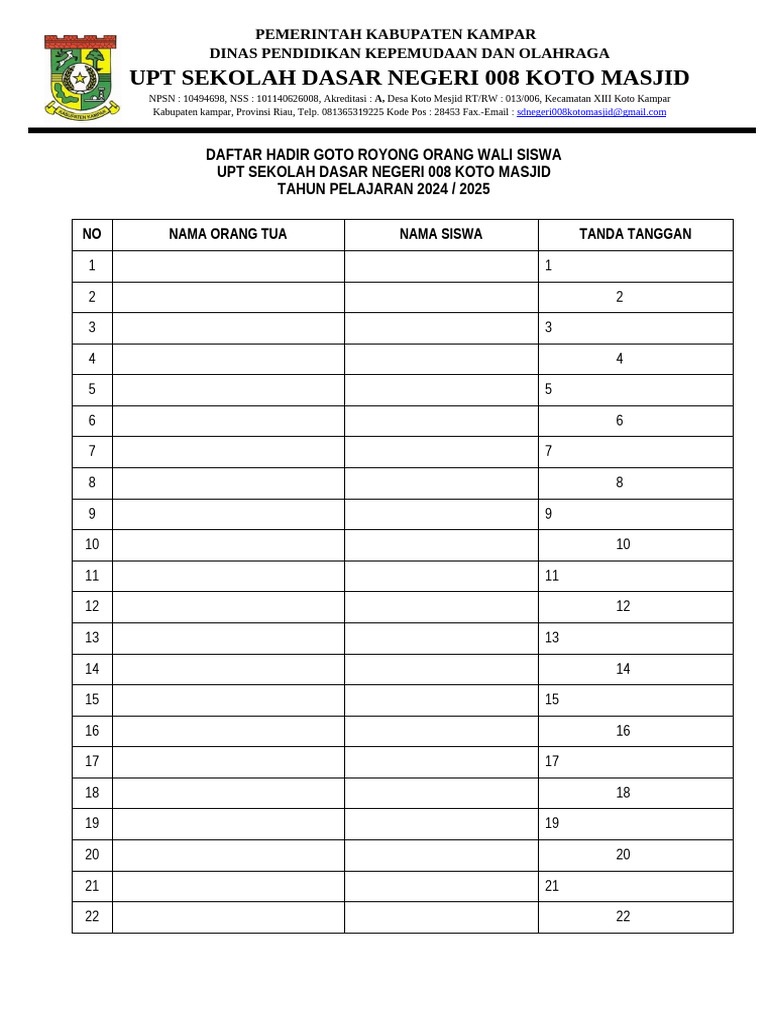Absensi Goro Orang Tua | PDF
