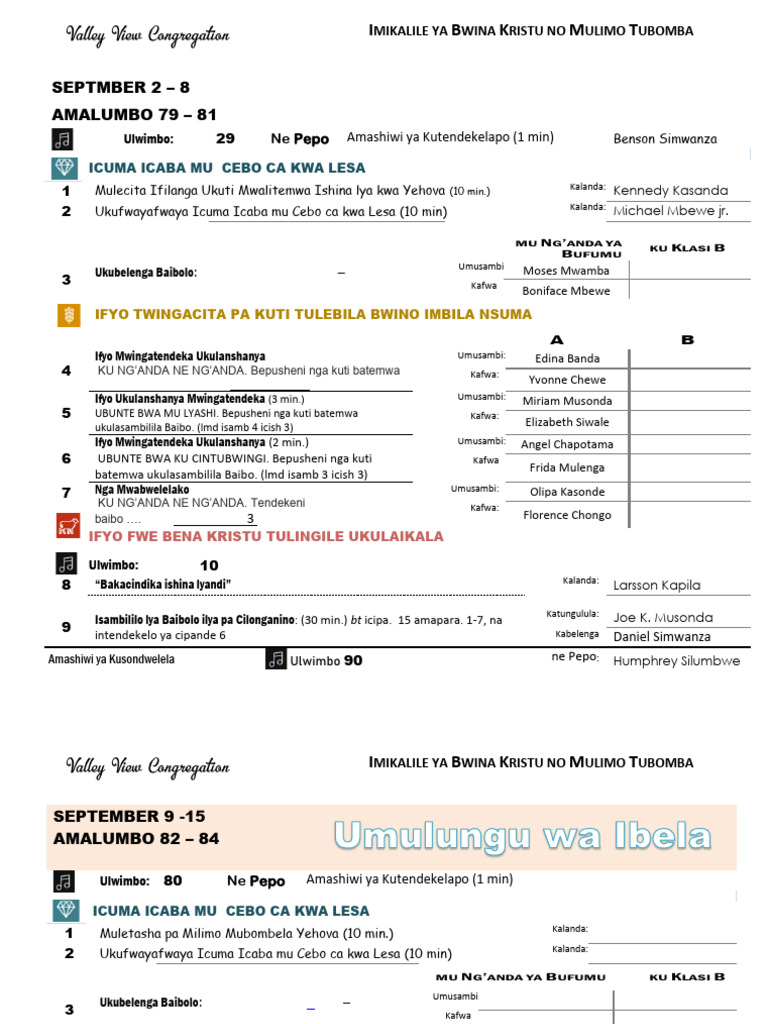 Imikalile ya Bwina Kristu 2025 | PDF | Religion & Spirituality