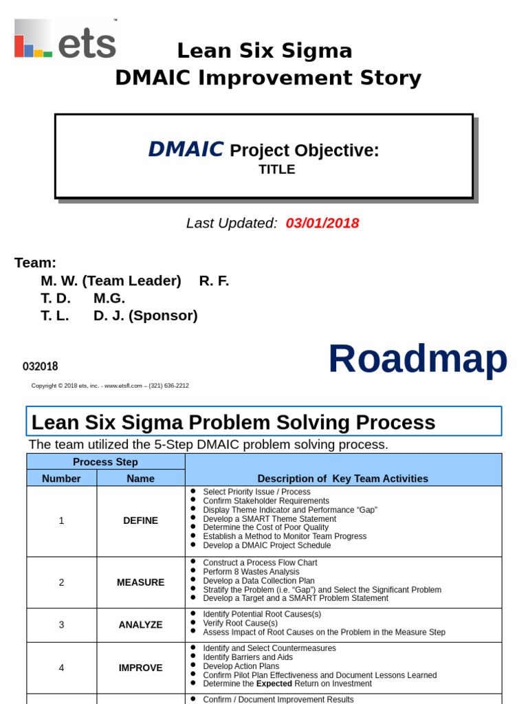 Lean Six Sigma DMAIC Improvement Story | PDF | Return On Investment ...