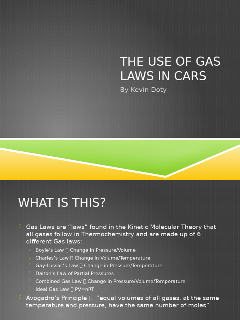 Gas Laws in Automotive Applications | PDF | Gases | Thermodynamics