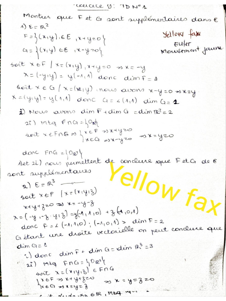 ?yellow Fax ? Suite TD Algèbre 2 Correction | PDF