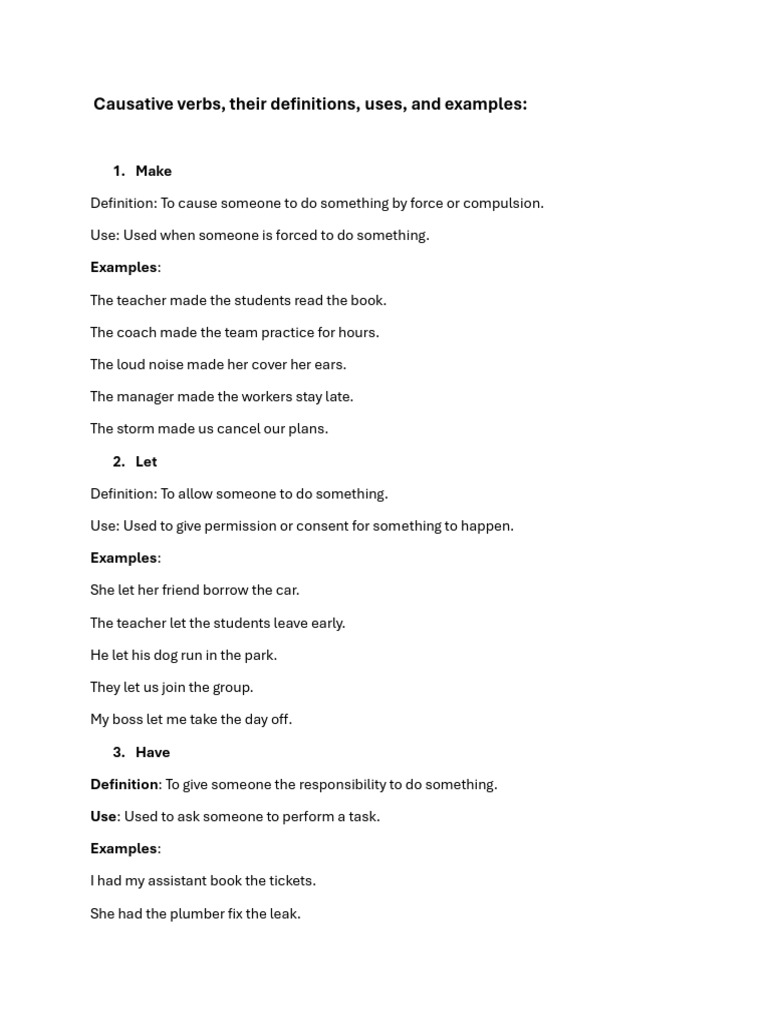 Causative, Use and Examples | PDF