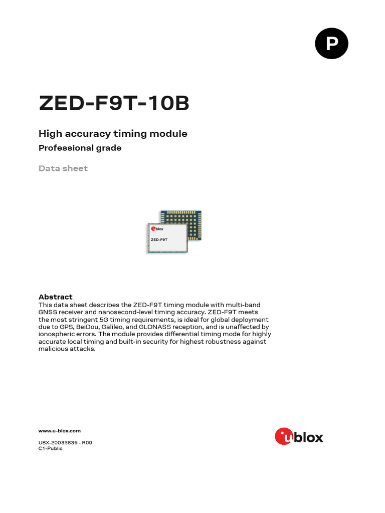 Zed f9t 10b Datasheet Ubx 20033635 | PDF | Global Positioning System | Usb