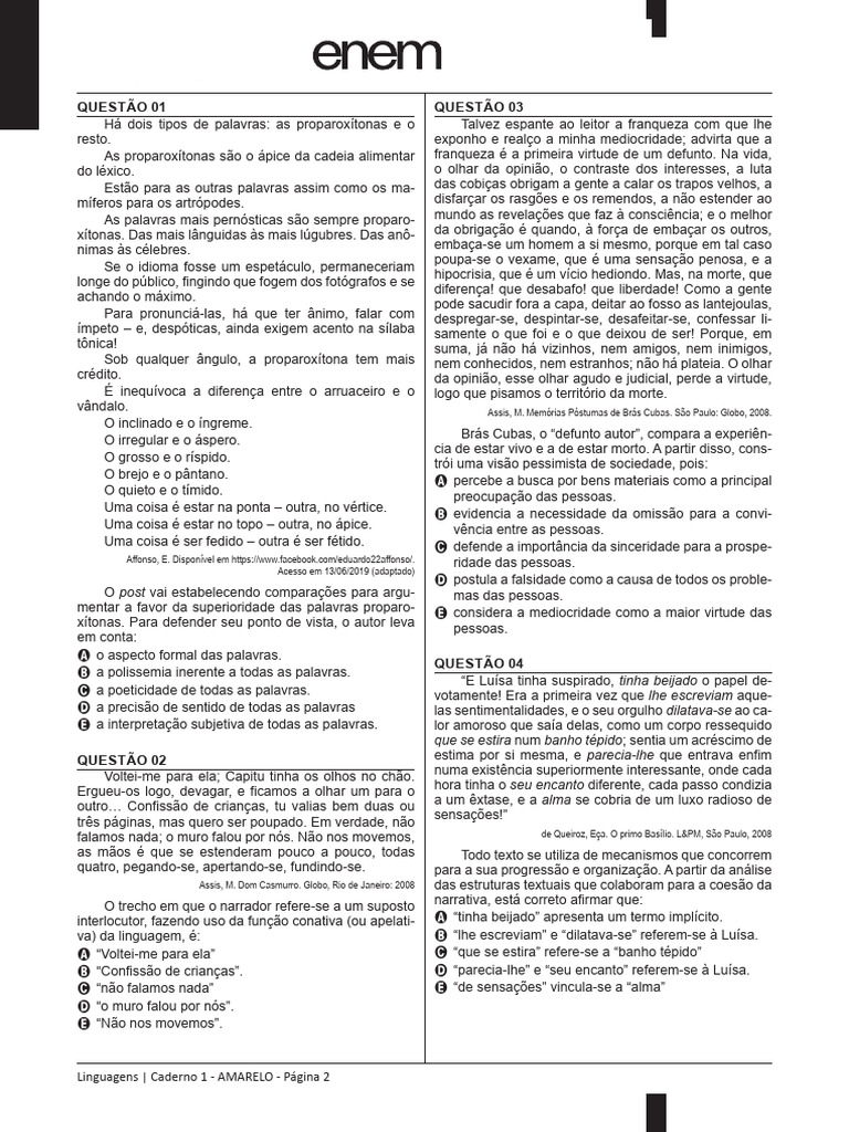 Simulado Enem 2019 | PDF | Linguística | Português (idioma)