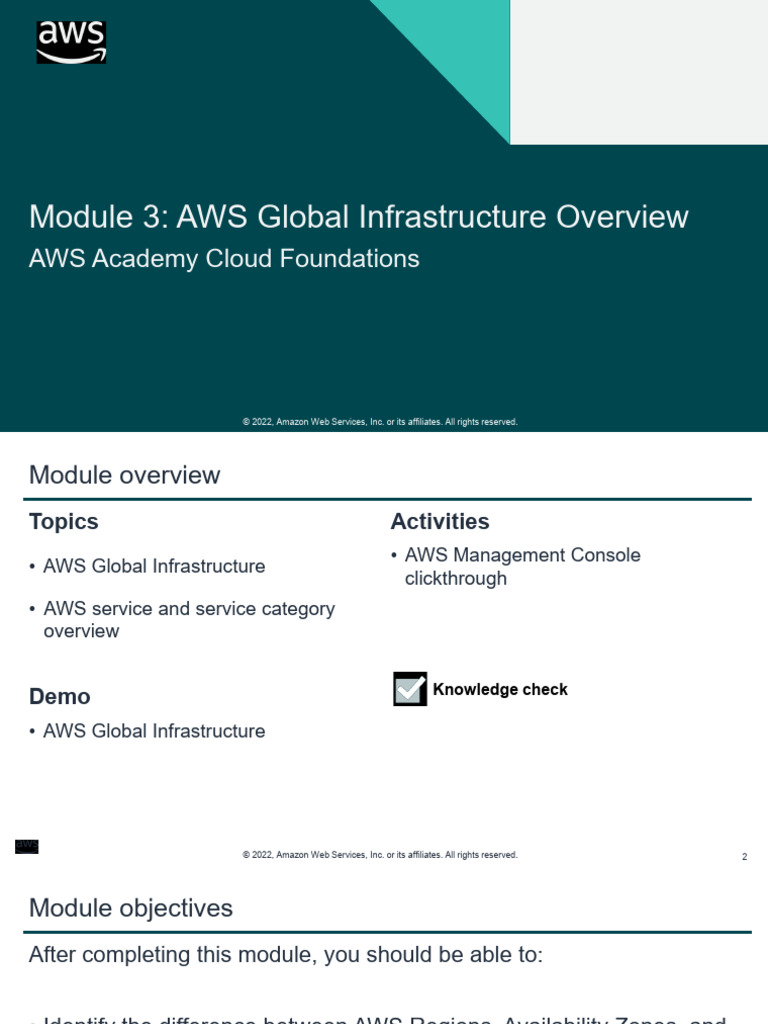 AcademyCloudFoundations_Module_03 | PDF | Amazon Web Services | Data Center