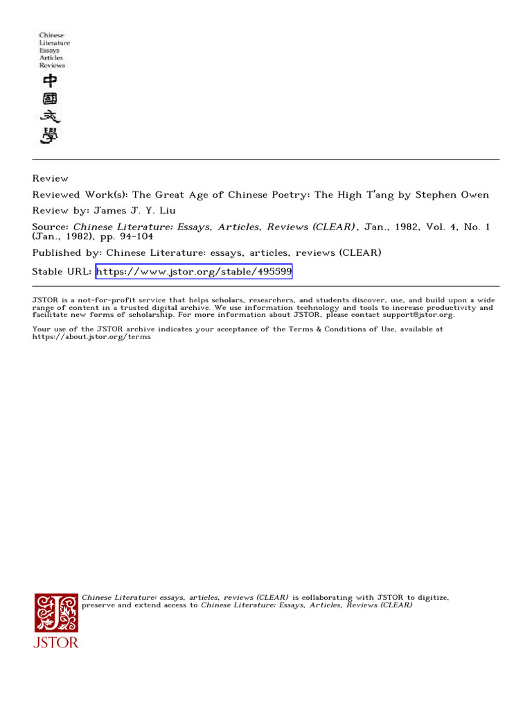 Review of "The Great Age of Chinese Poetry" | PDF | Poetry | Chinese ...