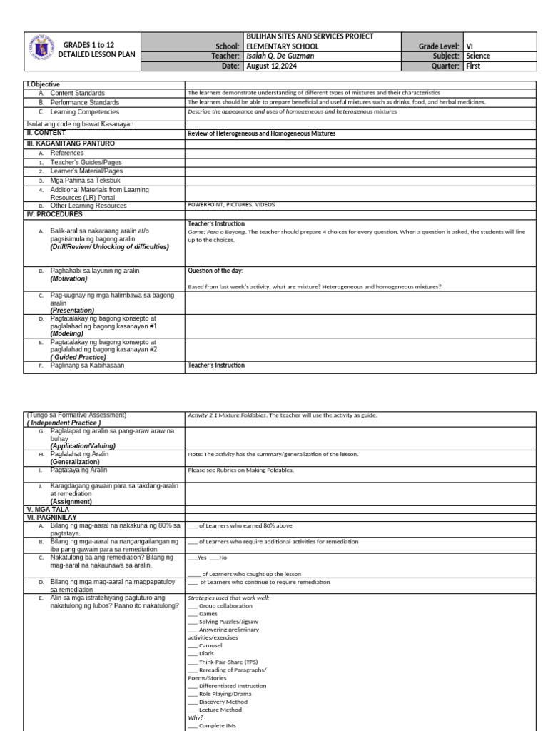 Science Q1 WEEK 2 | PDF | Learning | Teachers