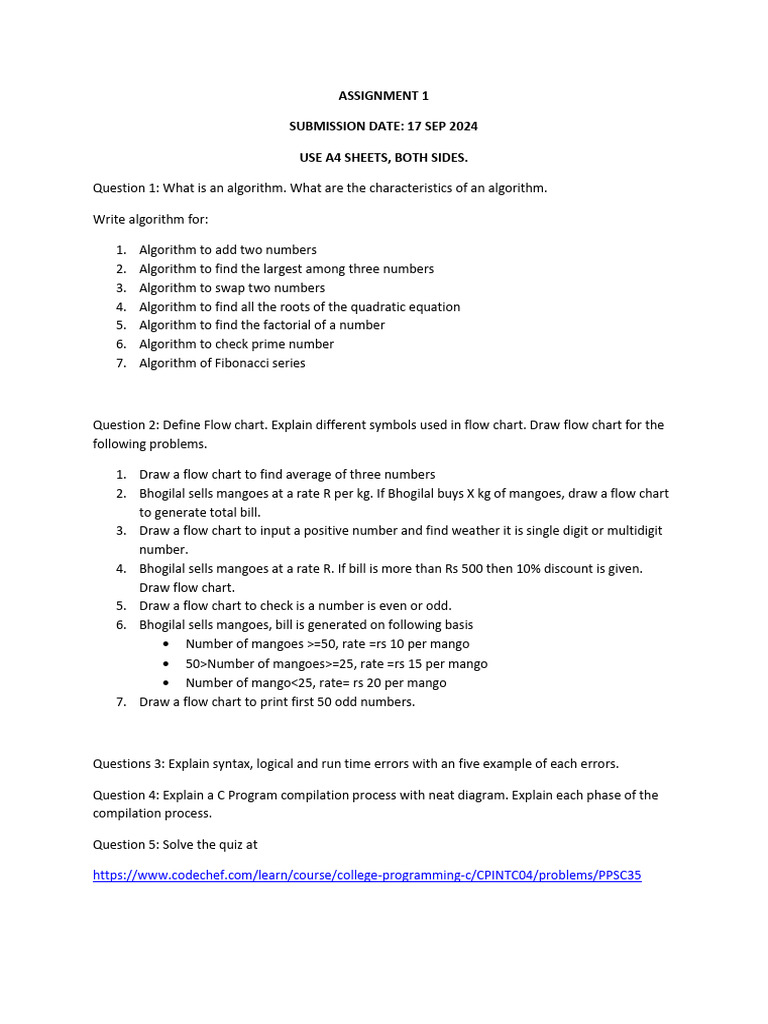 C Assignment 1 | PDF | Teaching Methods & Materials