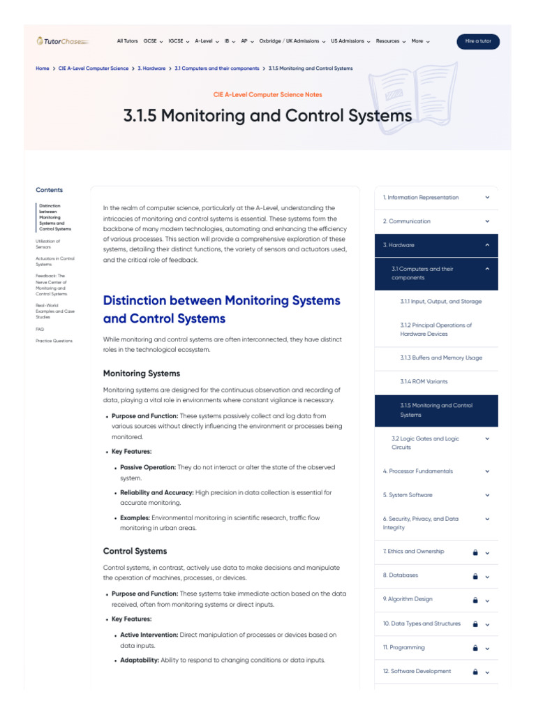 WWW Tutorchase Com Notes Cie A Level Computer Science 3 1 5 Monitoring ...