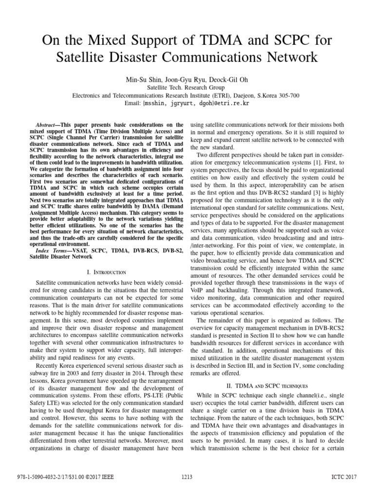 On The Mixed Support of TDMA and SCPC For | PDF | Channel Access Method ...