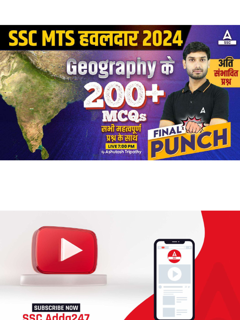 ?25 Sep 2024 SSC MTS 200+ Geography Questions by Ashutosh Sir ? | PDF