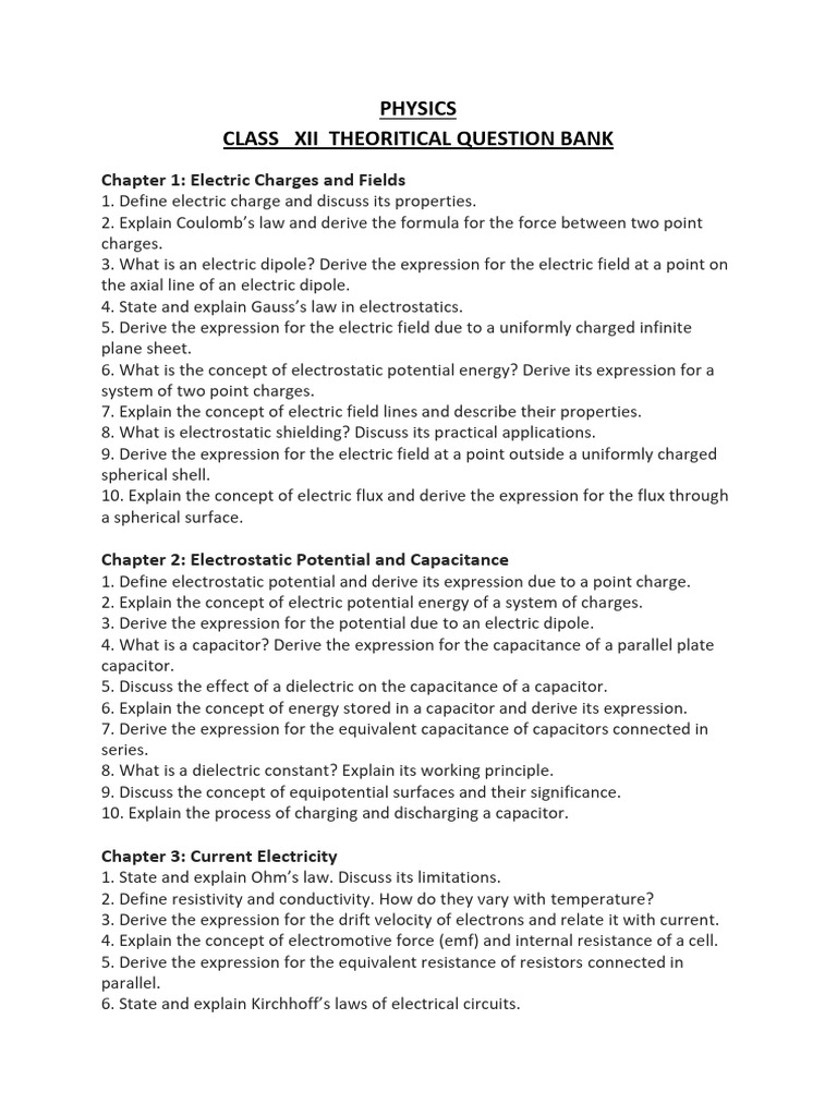Compiled Physics Question Bank For Class 12 | PDF | Inductor ...