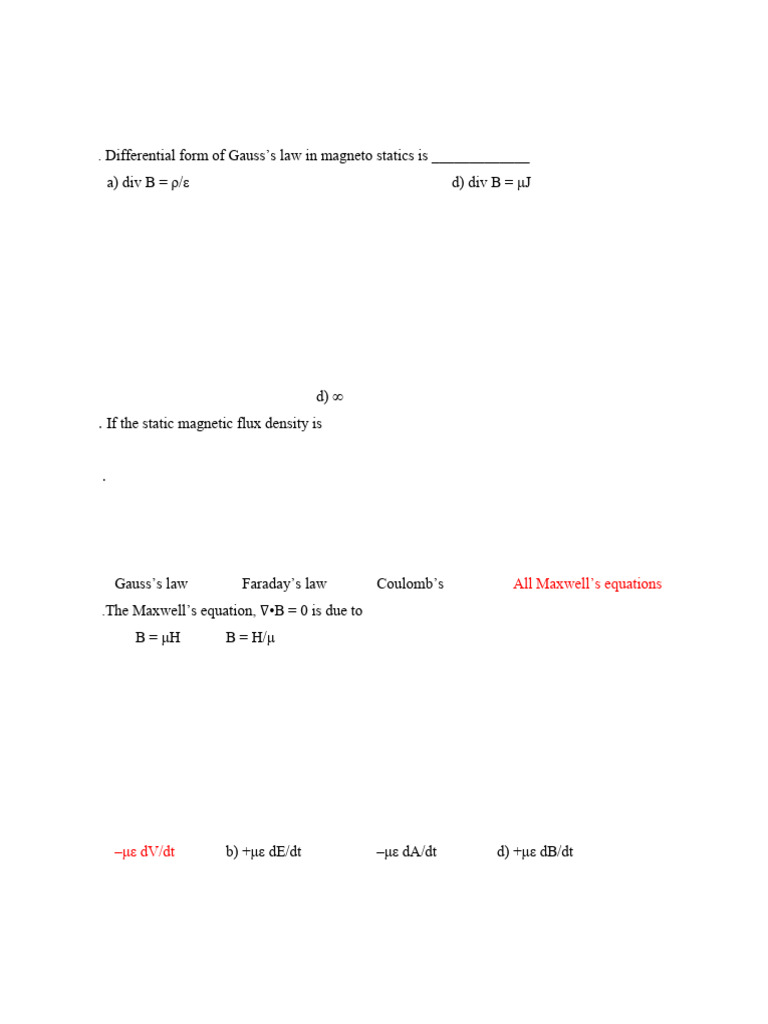 emf sample bits mid2 | PDF | Magnetic Field | Electric Field