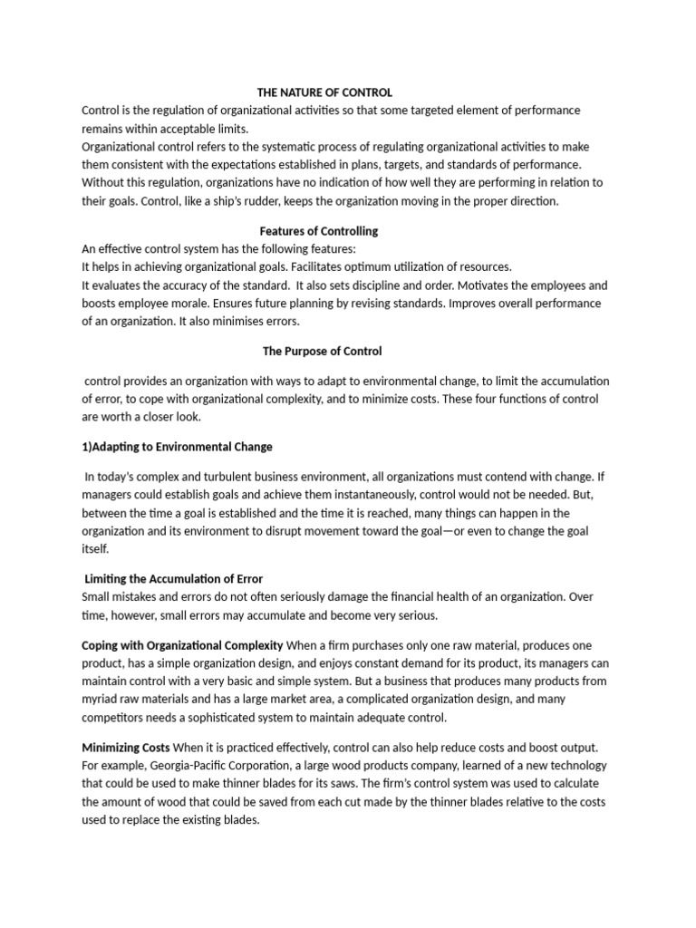 The Nature of Control | PDF | Goal | Feedback