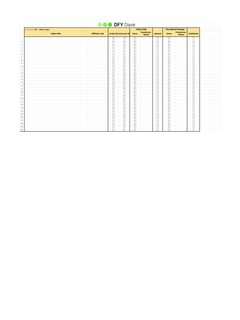 FREE Template - Video Progress Checkbox | PDF