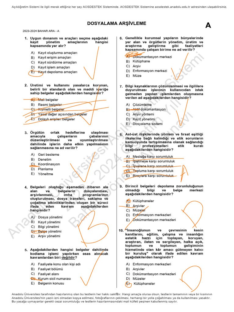 2ara Sınav 2023-2024 | PDF