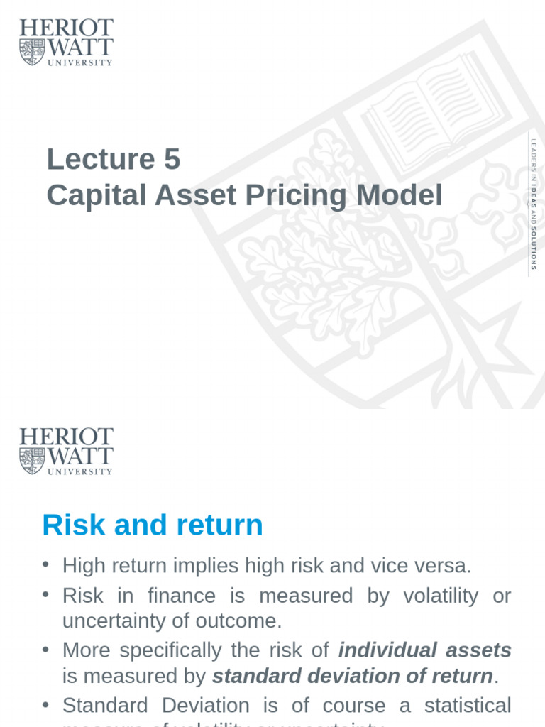 Lecture 5 - CAPM | PDF | Capital Asset Pricing Model | Financial Risk