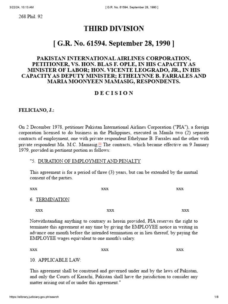 1-Pakistan vs. Blas Ople | PDF | Employment | Labour Law