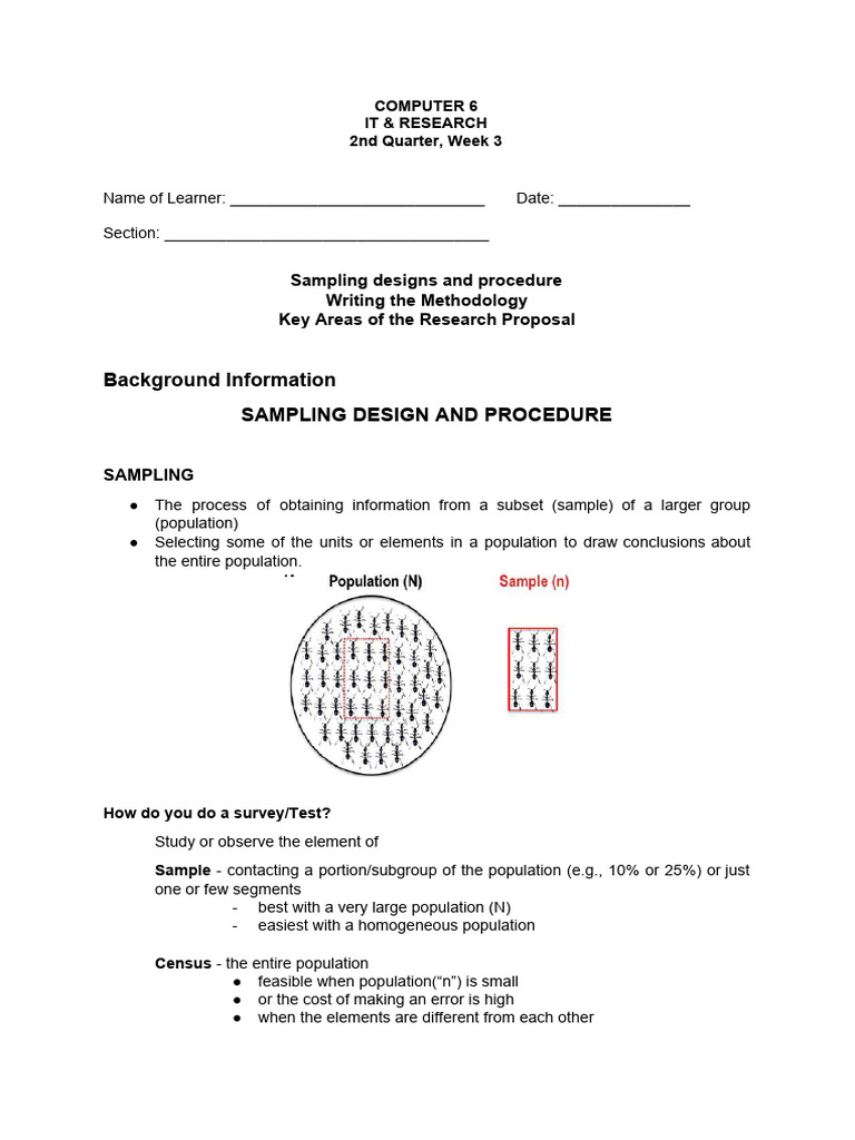 Week3 Sampling EdnalynOrola | PDF | Sampling (Statistics) | Methodology