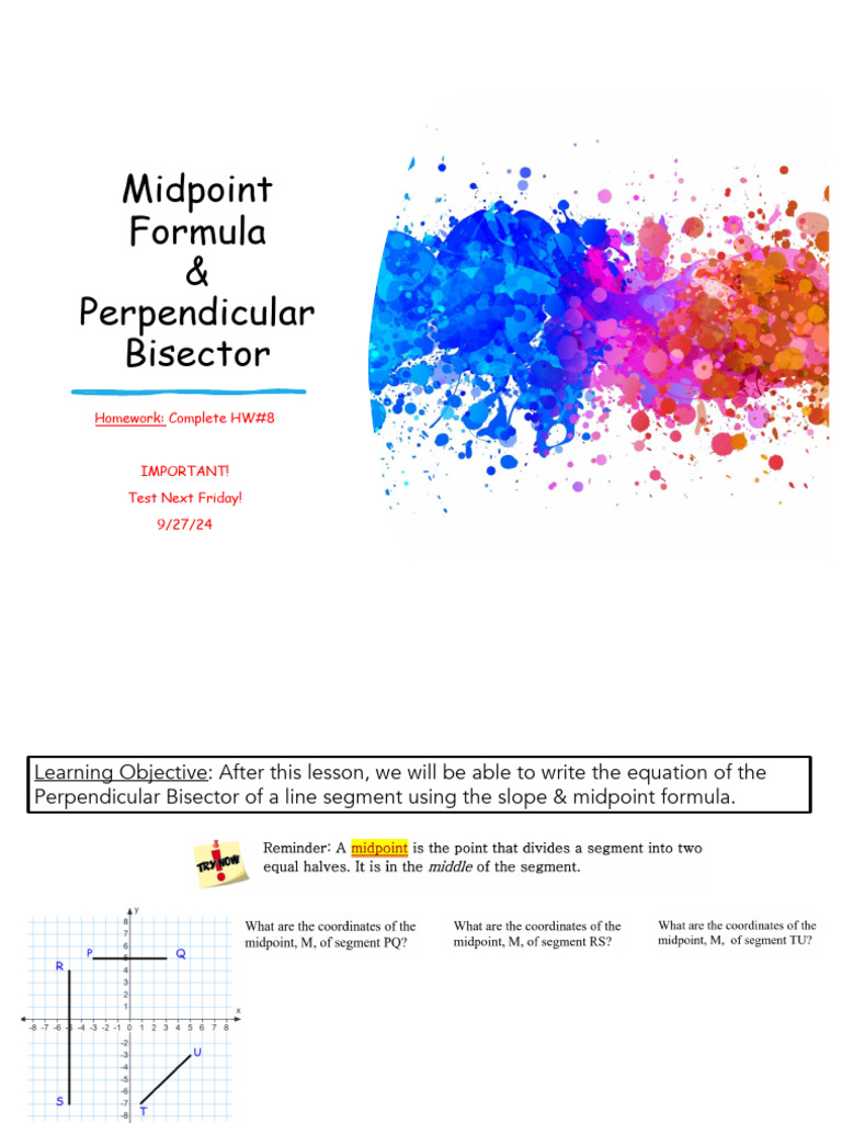 1.8 - Midpoint & Perpendicular Bisectors | PDF